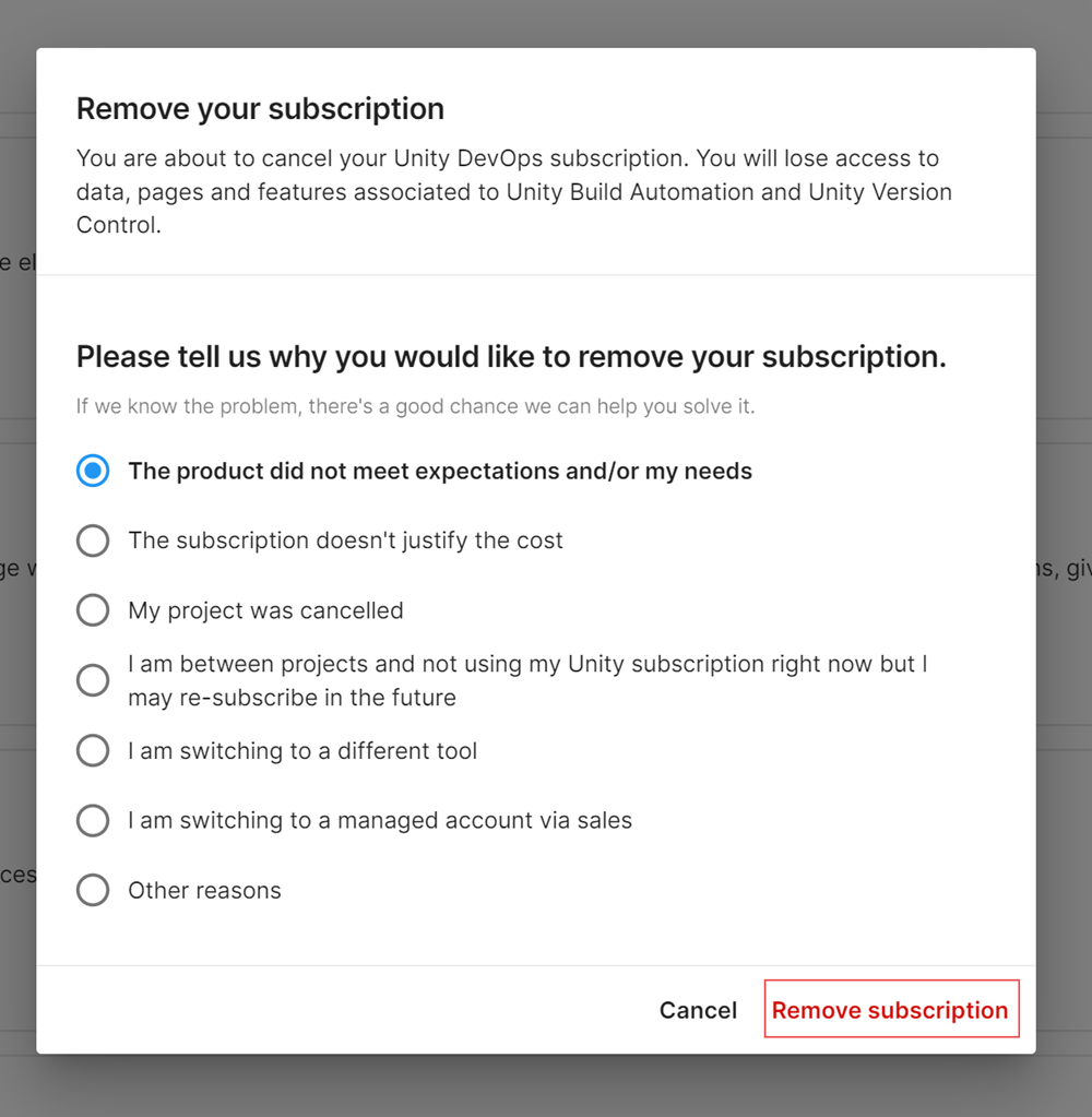 How Do I Cancel My Unity Devops Subscription Unity