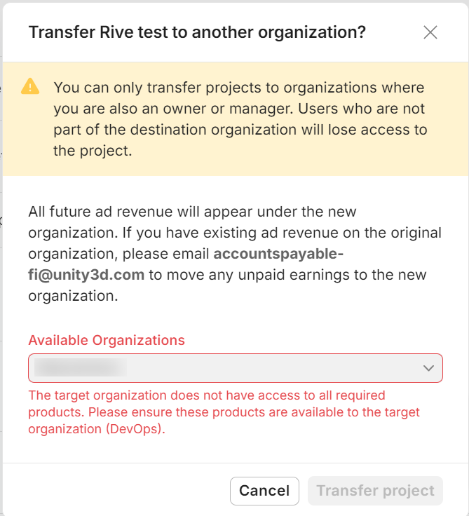How do I transfer my Project to a different Unity Organization? – Unity ...