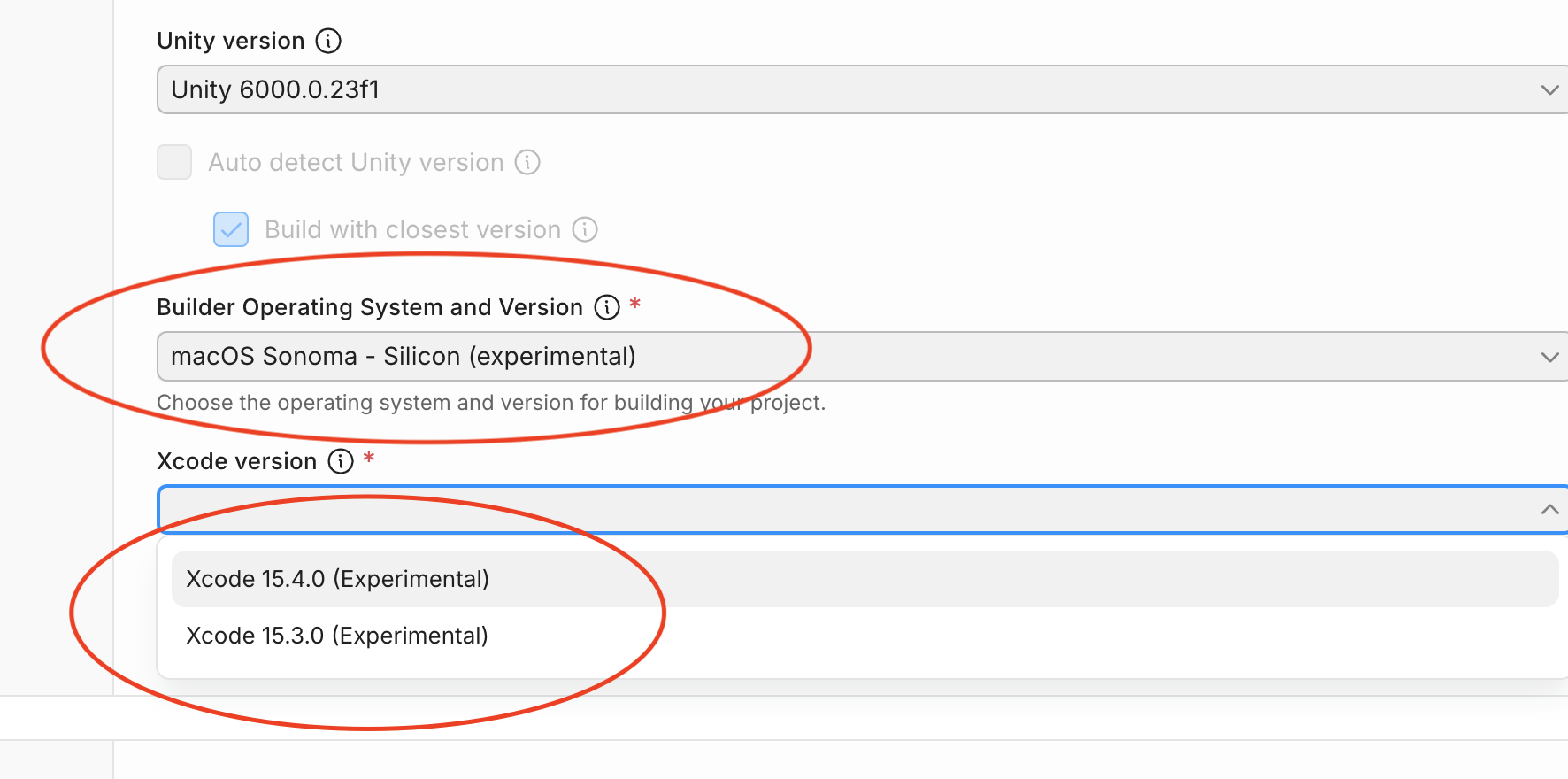 I am not able to select newer versions of Xcode (15.3+) in my Unity Build Automation ...