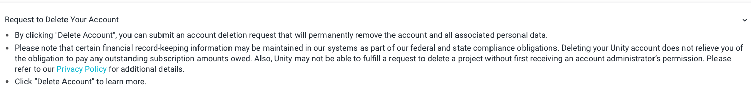 How do I permanently delete my Unity account? – Unity How do I permanently delete my Unity account? – Unity
